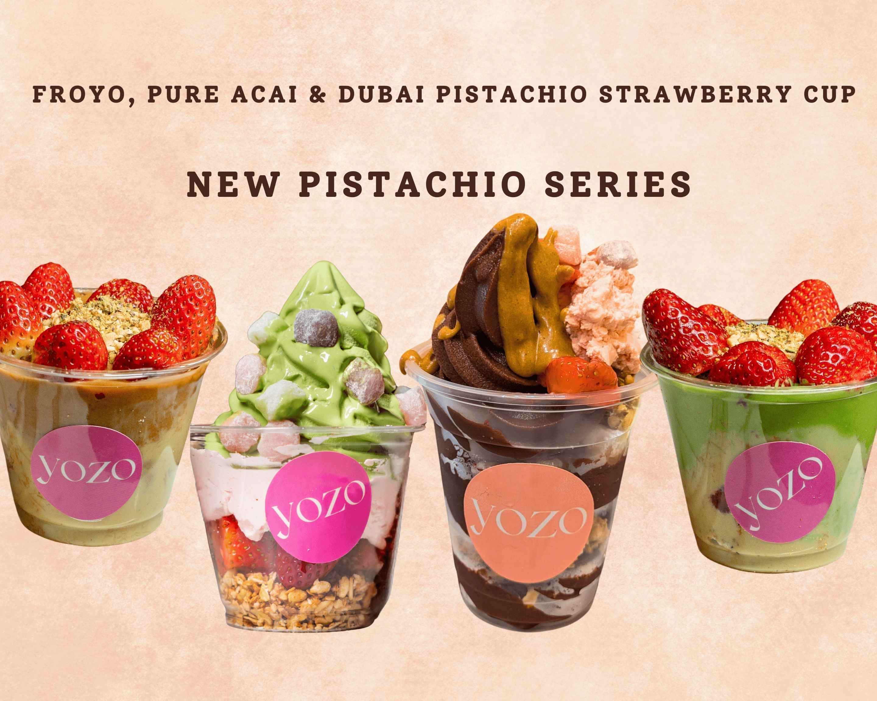 YOZO Froyo – Pure Açaí & Dubai Pistachio Strawberry Cup Menu Takeout in ...