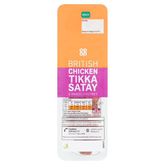 Co-op British Chicken Tikka Satay & Mango Chutney Delivery Near Me ...