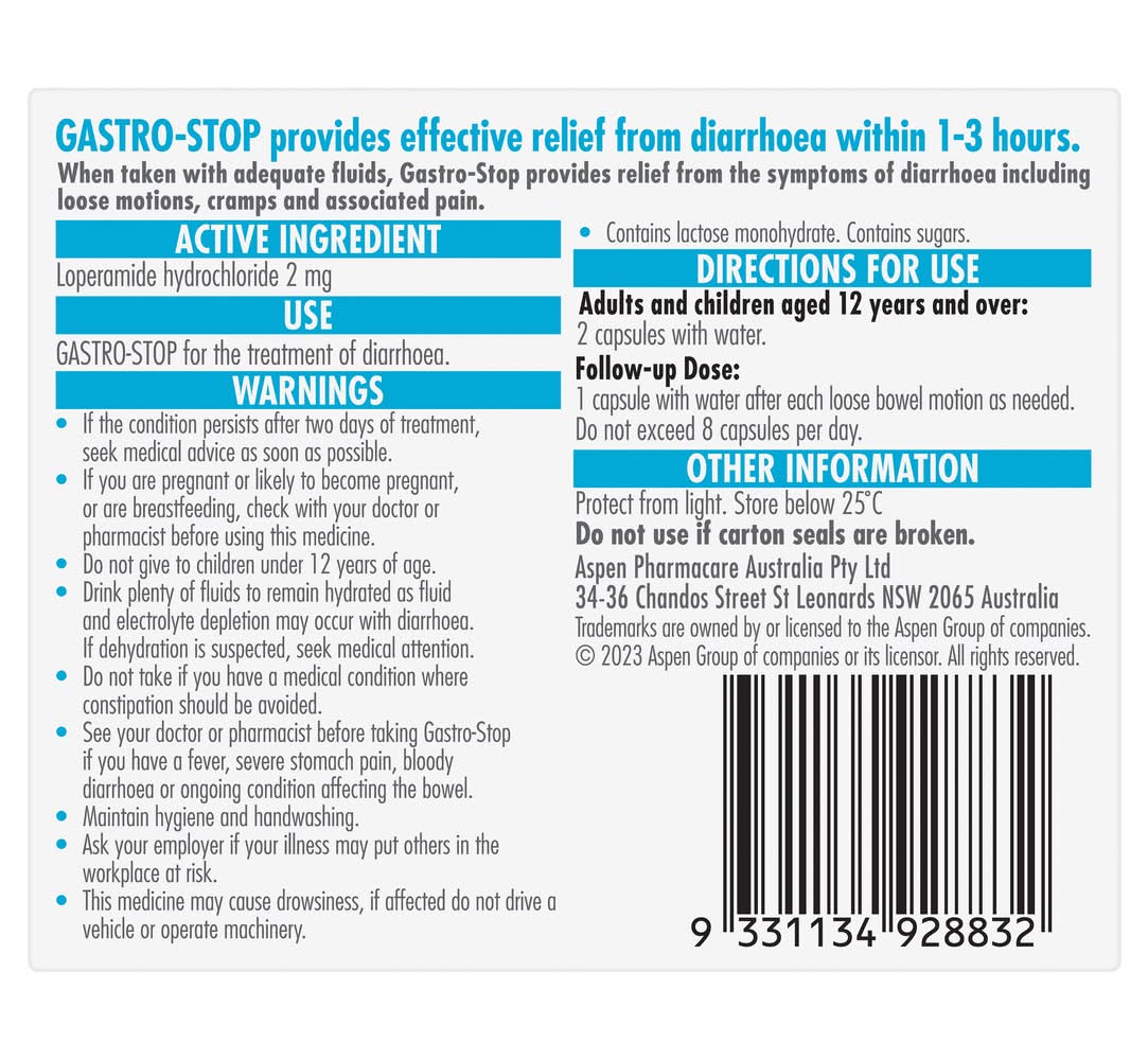 Deals on Gastro-Stop Effective Diarrhoea Relief Capsules 2mg - Delivery ...