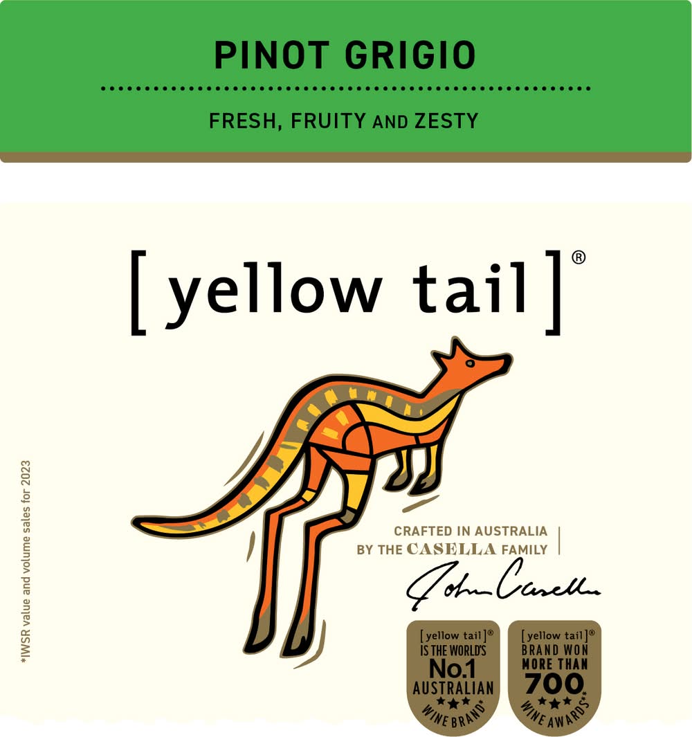 Yellow Tail Australia Pinot Grigio White Wine, 2020 (750 ml) | Postmates