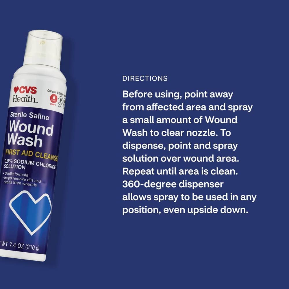 CVS Health Sterile Saline Wound Wash First Aid Cleanser (7.4 oz ...
