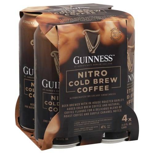 Guinness · Nitro Cold Brew Coffee Irish Nitrogenated Stout Beer (4 x 14 ...