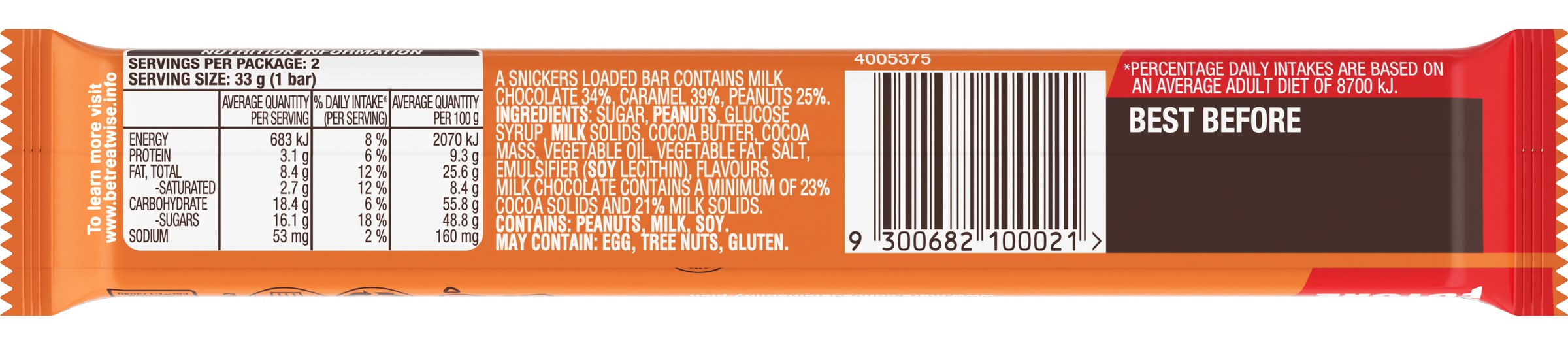 Snickers Loaded Milk Chocolate Bar Delivery Near Me | Order Online ...