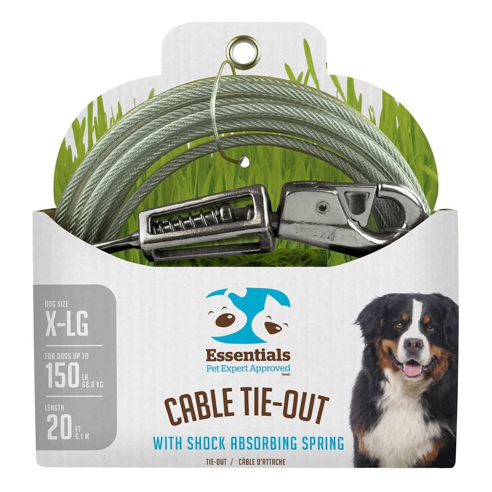 Essentials Tie-Out With Shock Absorbing Spring Dog Cable Delivery Near ...