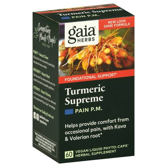 Gaia Herbs Turmeric Supreme Pain P.m. Dietary Supplement (60 ct ...