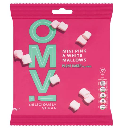 ASDA Omv! Deliciously Vegan Mini Pink & White Mallows Delivery Near Me ...