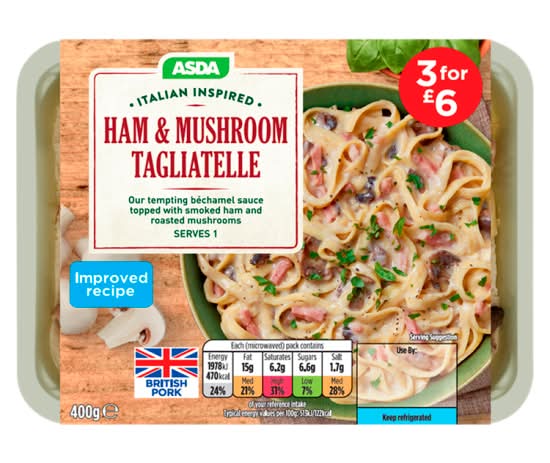 ASDA Italian Inspired Pasta Ready Creamy Sauce Meal Delivery Near Me ...