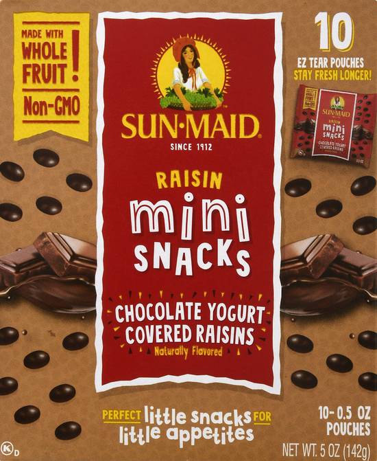 Sun-Maid Mini Raisin Snacks Covered With Chocolate Yogurt (10 x 0.5 oz ...