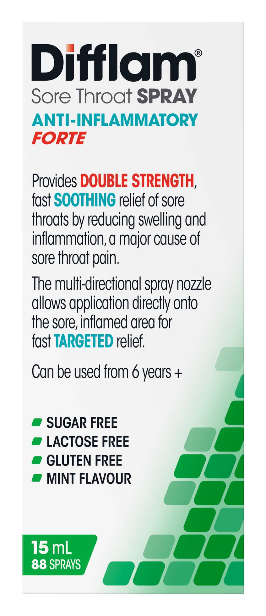 Difflam Sore Throat Spray Anti-Inflammatory Forte 88 Sprays Delivery ...