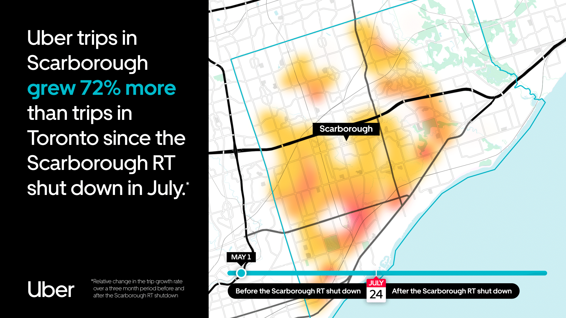 Uber data following Scarborough RT derailment