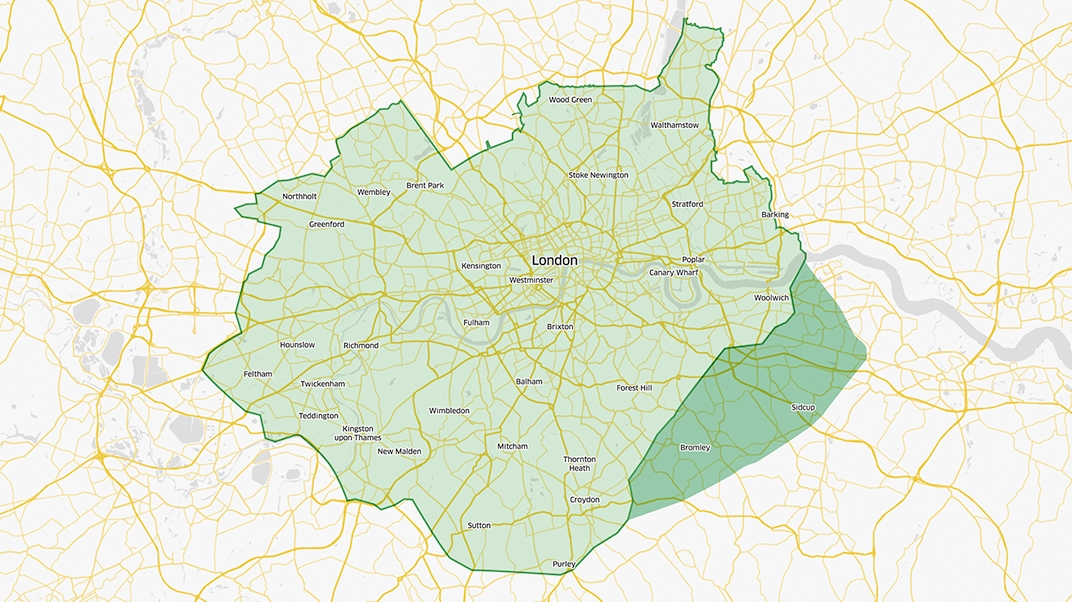 UberEATS London Coverage Area