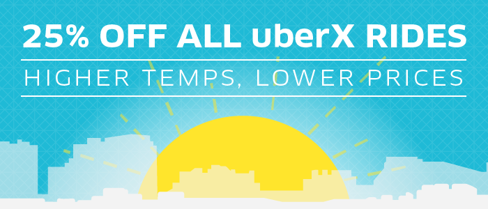 Sweet! 25% off all uberX rides, starting now!