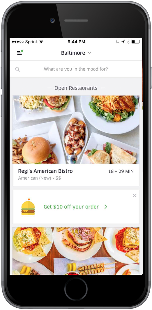 Baltimore, the new UberEATS app is here